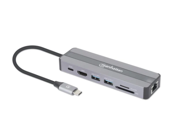 Docking station Manhattan 153928 7in1 USB-C - HDMI2xUSB 3.0LANCRPD 87W