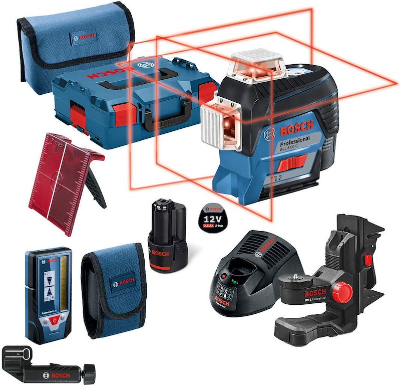 Bosch GLL 3-80 C i BM 1 i LR 7 linijski laser Bluetooth 80m