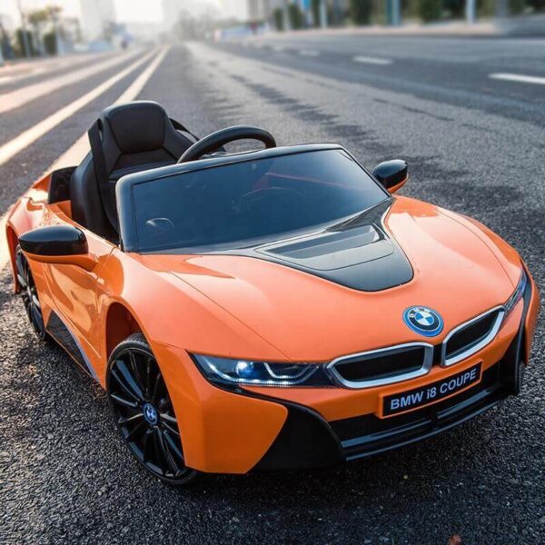 Licencirani dečiji auto na akumulator BMW I8 Concept sa kožnim sedištem i mekim gumama – narandžasti, SM-24202B