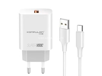 KONFULON Kućni punjač sa USB-C kablom 25W C87Q VOC/ bela