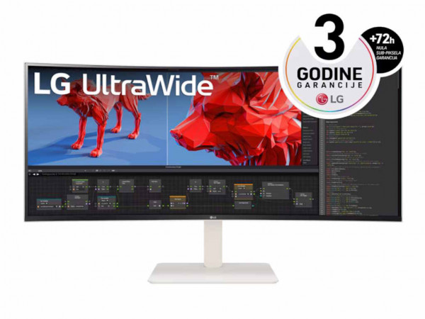 LG Monitor 38WR85QC-W 38''/IPS,zakrivljen,21:9/3840x1600/144Hz/1ms GtG/HDMIx2,DP,USB,LAN/Gsync/bela