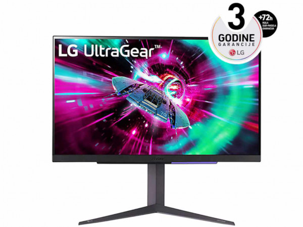 LG Monitor UltraGear 27GR93U-B 27''/IPS/3840x2160/144Hz/1ms GtG/HDMIx2,DP,USB/Gsync/visina/VESA/crna