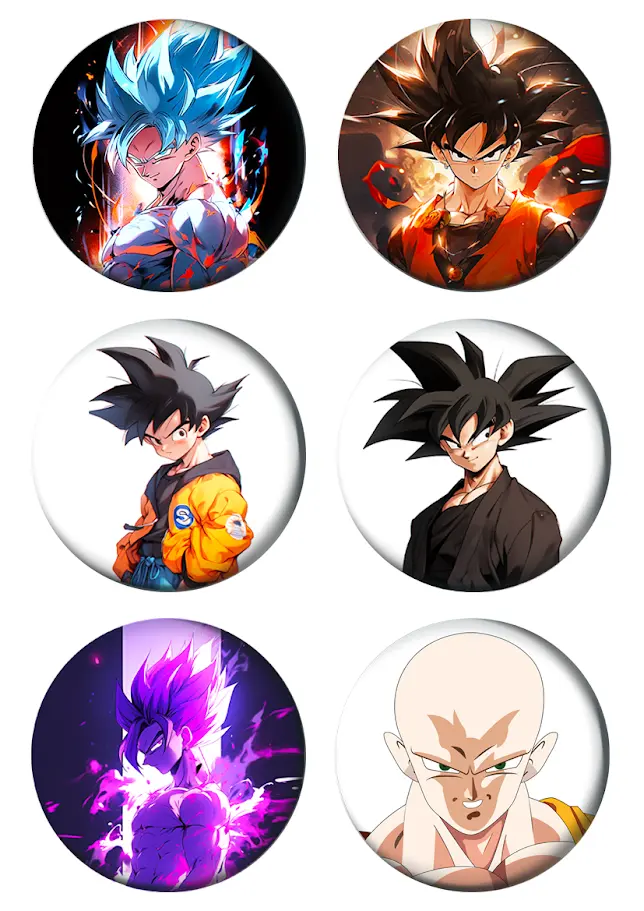 Set bedževa Anime Dragon Ball, 37 mm, 6 kom