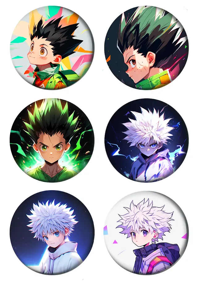 Set bedževa Anime Hunter x Hunter, 37 mm, 6 kom