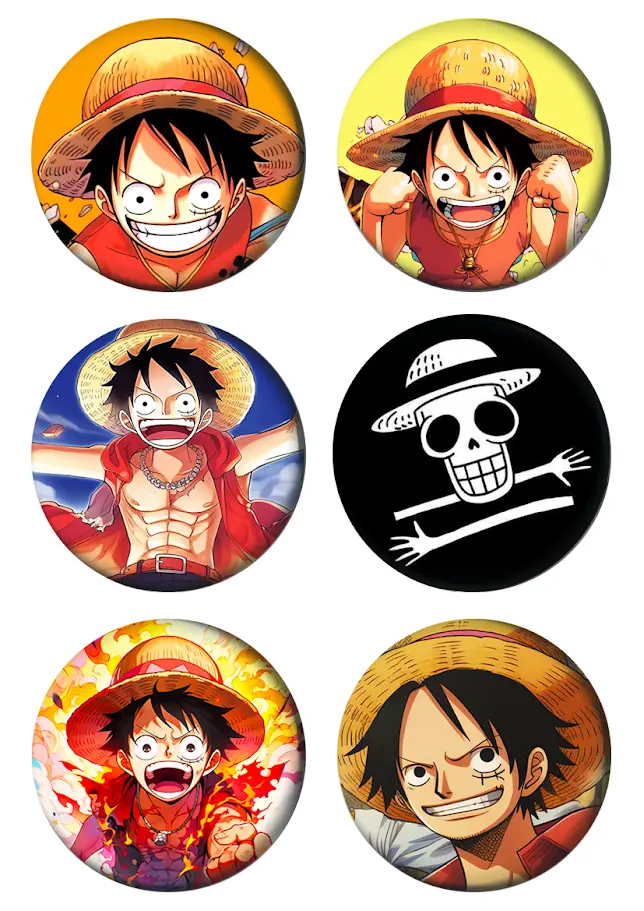 Set bedževa Anime One piece, 37 mm, 6 kom