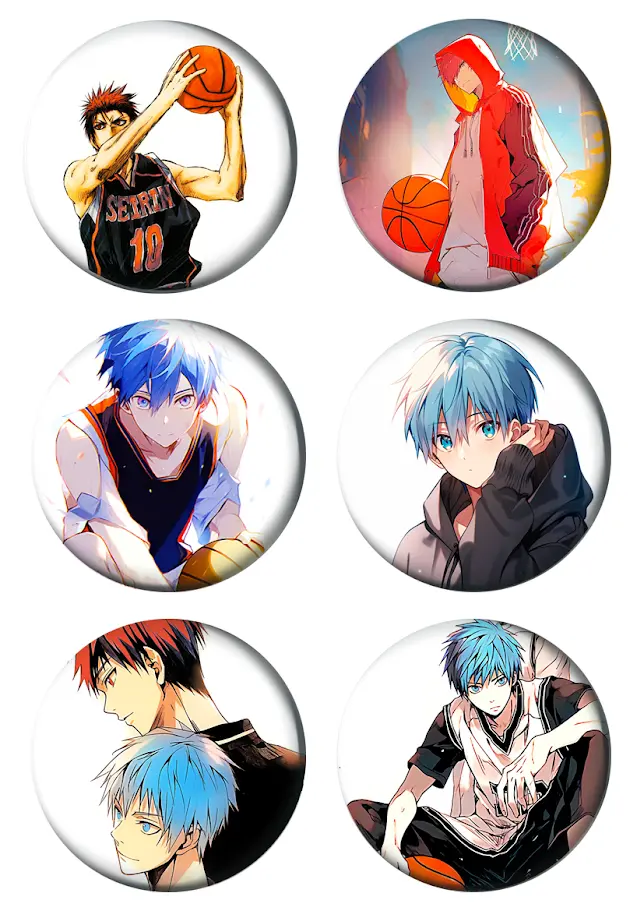 Set bedževa Anime Kuroko's Basketball, 37 mm, 6 kom