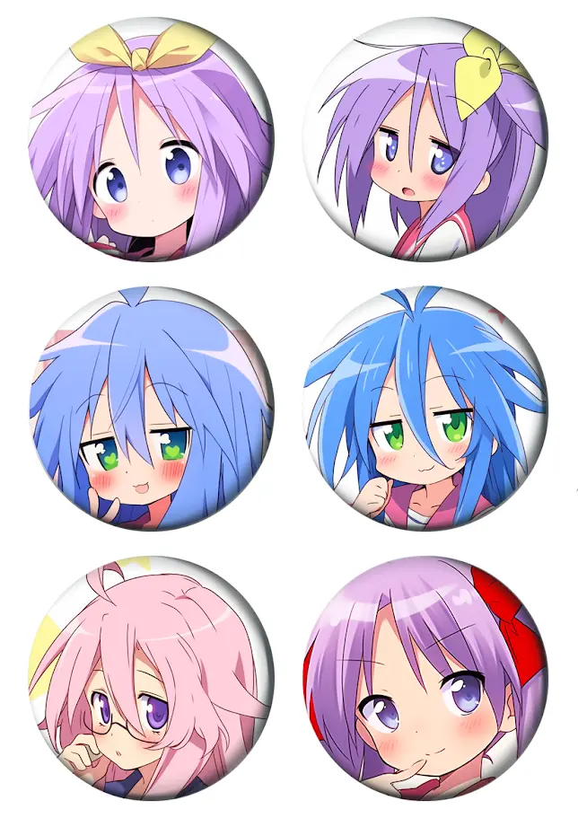 Set bedževa Anime Lucky Star, 37 mm, 6 kom