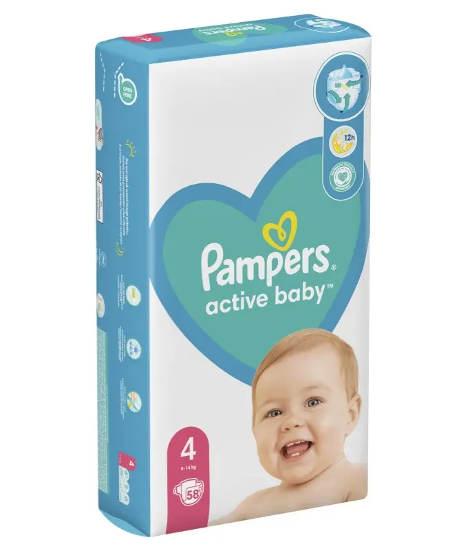 Pampers Pelene 4, 9-14kg, 58 komada