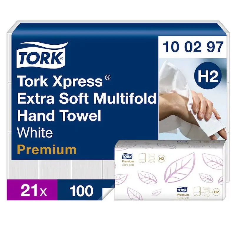 Tork H2 Papirni ubrus, Listići, 2 sloja, Beli