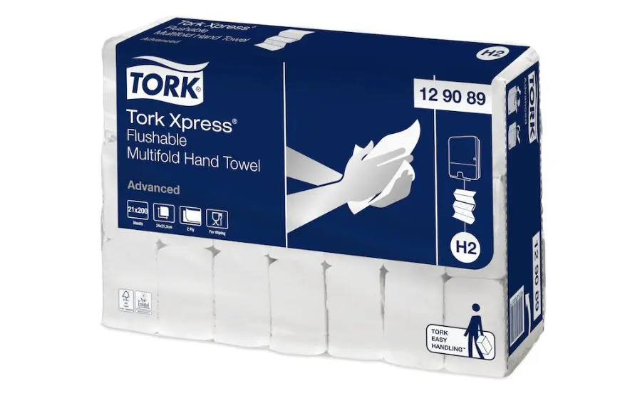 Tork H2 Papirni ubrus, Listići, 2 sloja, Beli