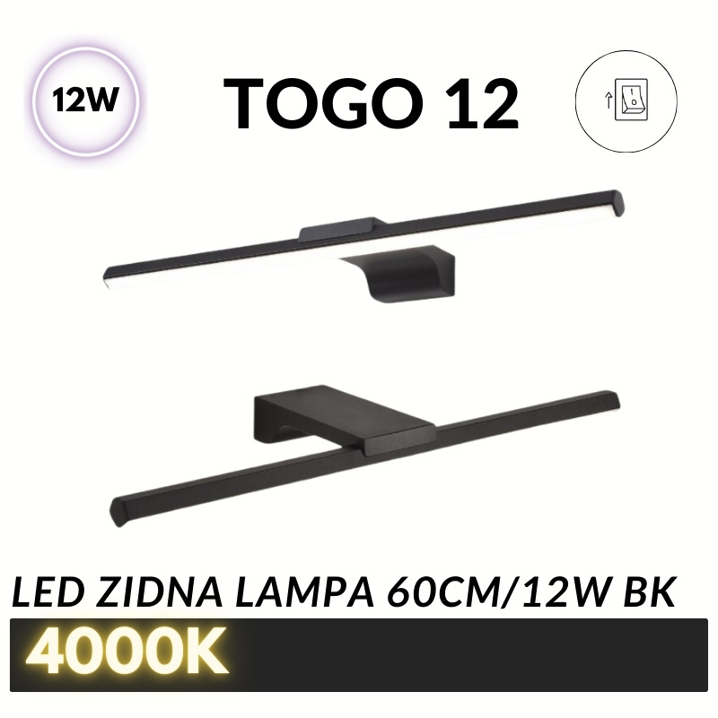 MEGGA, LED ZIDNA LAMPA A22/60CM/12W 4000K BK TOG, 013325