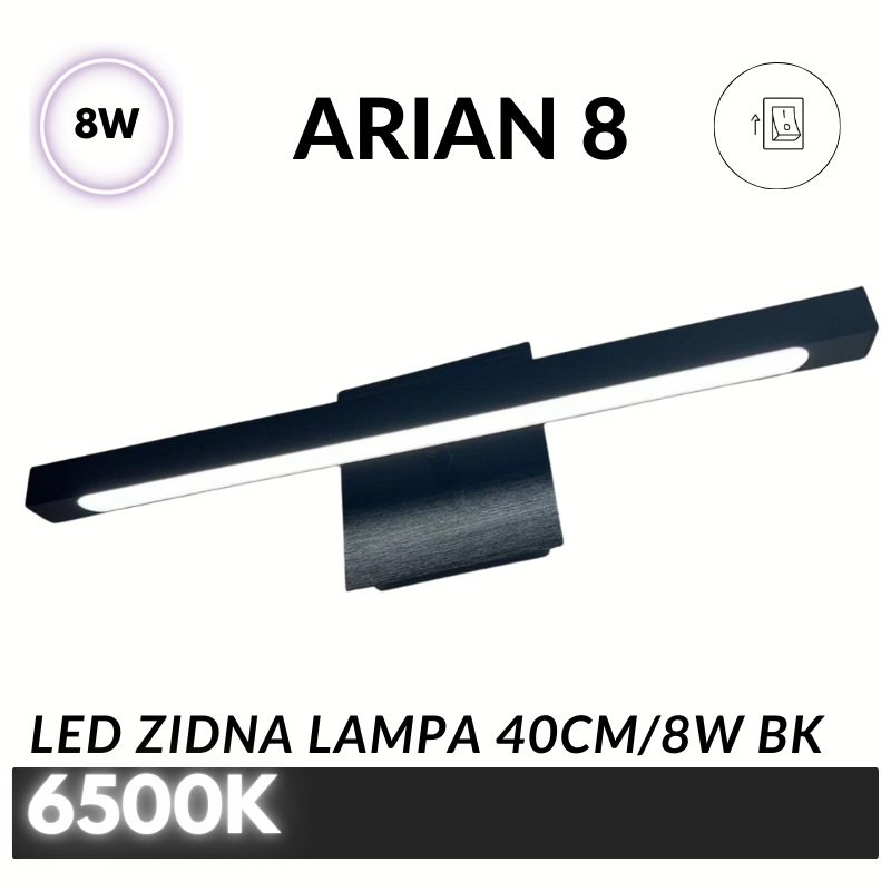 MEGGA, LED ZIDNA LAMPA 2432/40CM/8W 6500K BK ARI, 013330