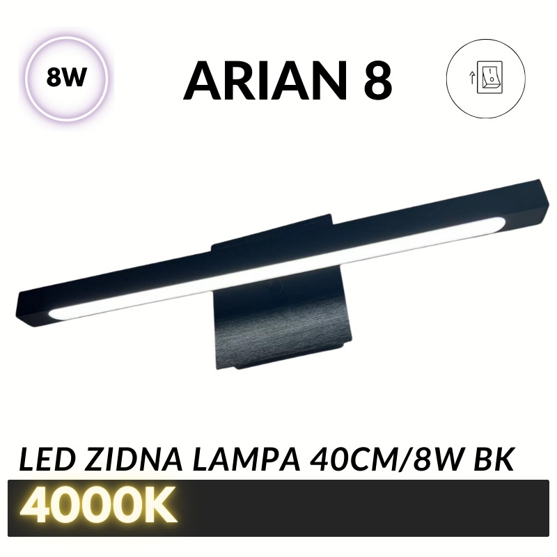 MEGGA, LED ZIDNA LAMPA 2432/40CM/8W 4000K BK ARI, 013331