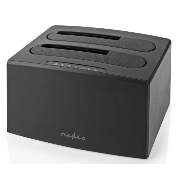 HDDUDB3210BK Nedis USB 3.2 DUPLI docking station za 2.5/3.5 SATA hard diskove, Kloniranje max 8TB