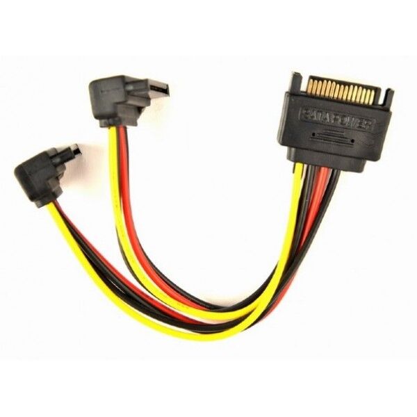 CC-SATAM2F-02 Gembird SATA power splitter cable with angled(90) output connectors, 0.15 m