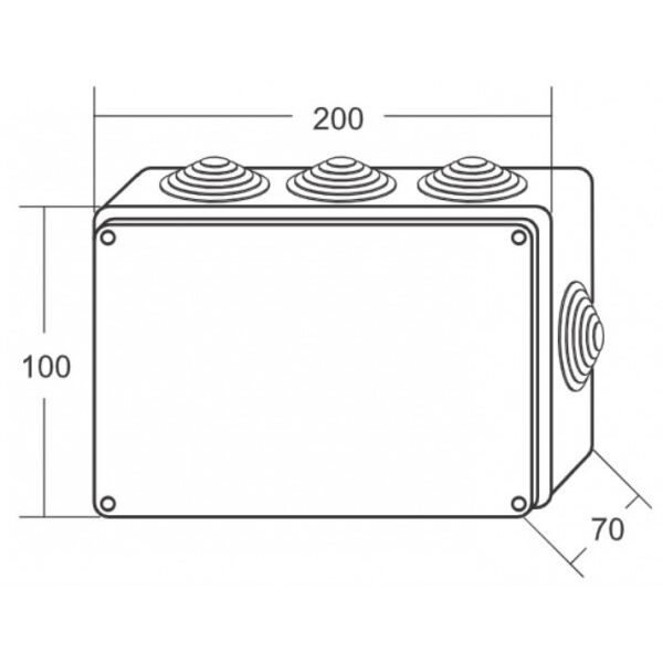 Razvodna kutija ME-KII200x100x70mm (8 uvodnica) IP65