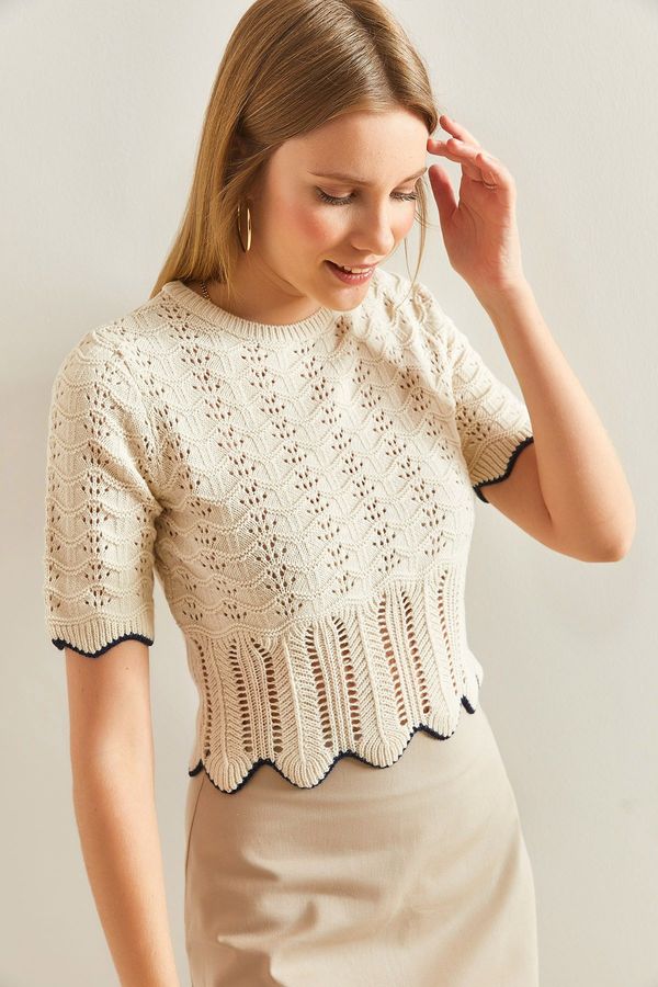BIANCO LUCCI WOMEN'S PATTERNED KNITWEAR BLOUSE