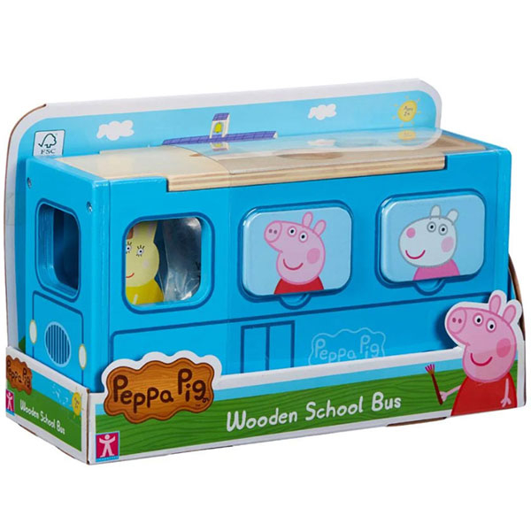 Drveni edukativni set Pepa Prase School Bus Shapes 37215