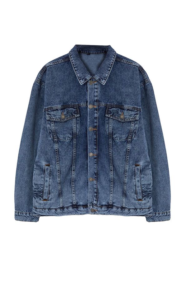 TRENDYOL LIGHT BLUE REGULAR LIGHT BLUE MEN'S OVERSIZE DENIM JEANS JACKET