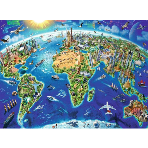 Ravensburger puzzle (slagalice) Karta sveta sa znamenitostima RA12722