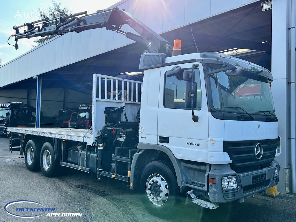 Mercedes-Benz Actros 2636 6x4, Steel springs, Hiab 288 E-4, 3 Pedals kamion s ravnom platformom