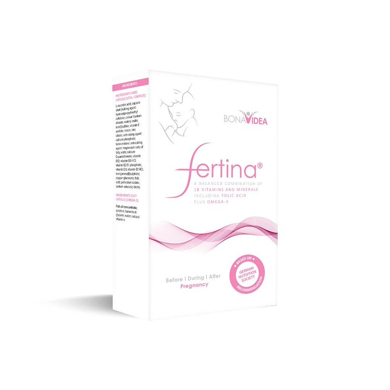 Fertina 30 Mekih Gel Kapsula i 30 Tvrdih Kapsula; Vitamini i Minerali za Trudnice i Dojilje