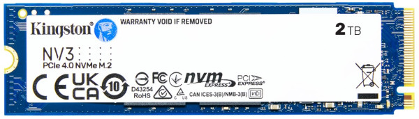 M.2 NVMe 2TB SSD, NV3, PCIe Gen 4x4, Read up to 6,000 MB/s, Write up to 5,000 MB/s, (single sided), 2280 ( SNV3S/2000G )