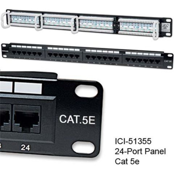 Intellinet prespojni panel Cat5e, UTP, 24-portni, 19, 1U, crni