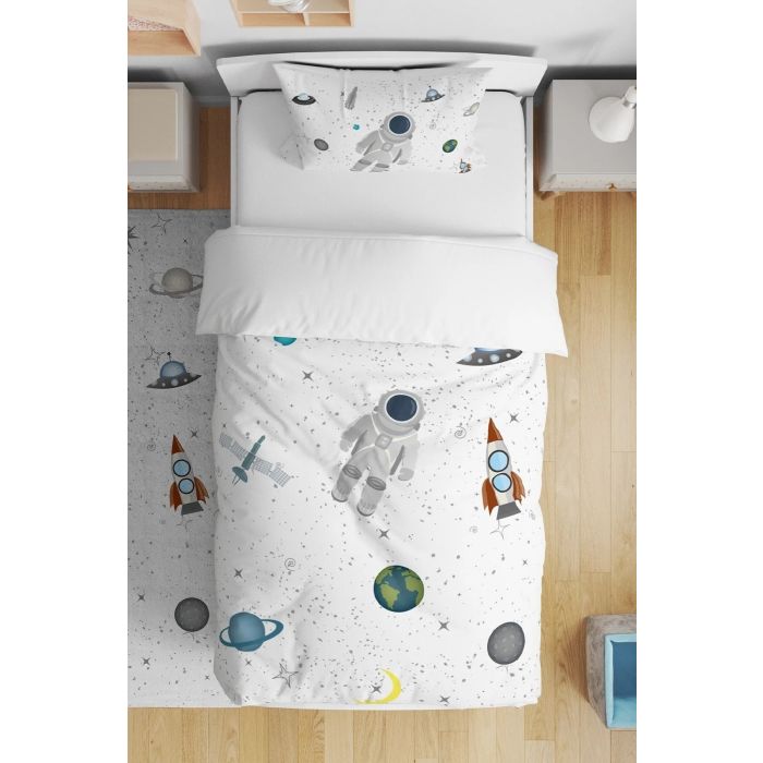 Posteljina za decu Set navlaka 140x200cm jastučnica 50x70cm - Astronauti - U-029