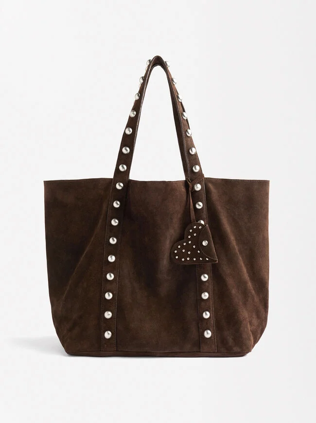 Leather Shopper Bag With Studs