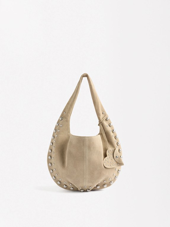 STUDDED LEATHER SHOULDER BAG