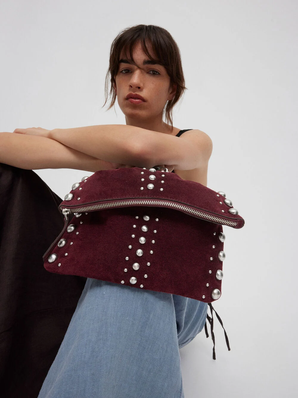 Studded Leather Shoulder Bag