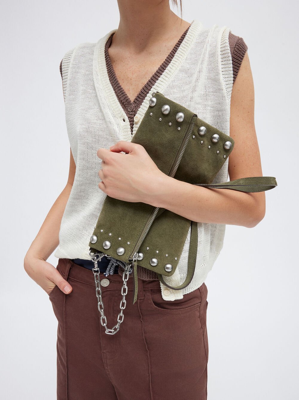 Studded Leather Shoulder Bag