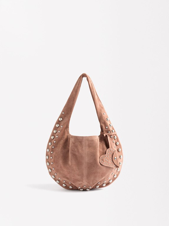 STUDDED LEATHER SHOULDER BAG