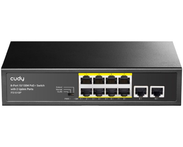 CUDY FS1010P 8-Port 10100M PoE+ Switch with 2 Uplink Ports