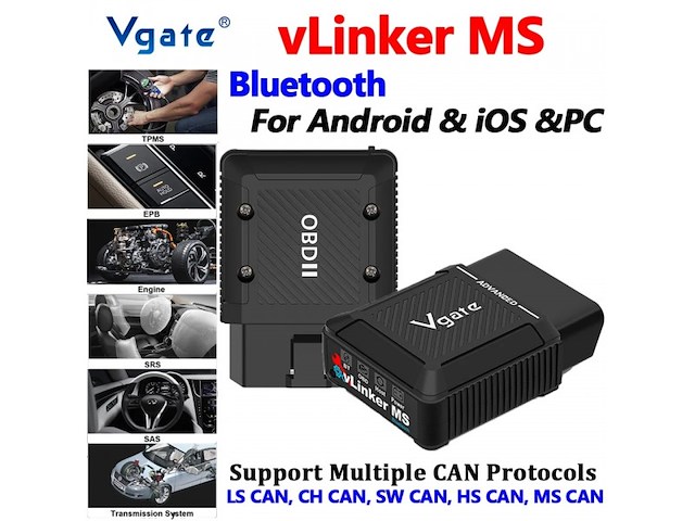 vLinker MS Advanced 12V/24V OBD2 za IOS MFI Android