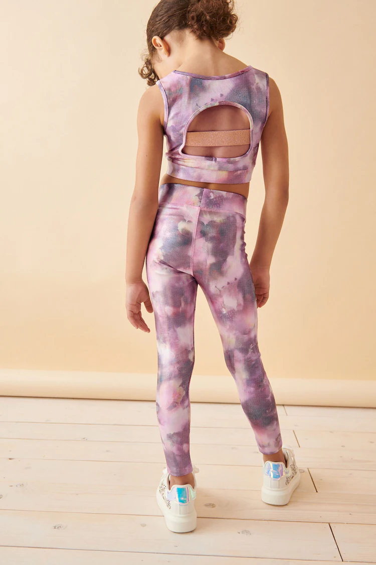 Pink Floral Tie Dye Sports Leggings (3-16yrs)