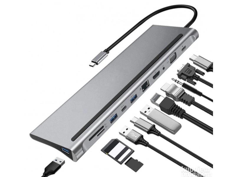 MST USB C Docking station USB Hub sa 12 PORTOVA - NOVO