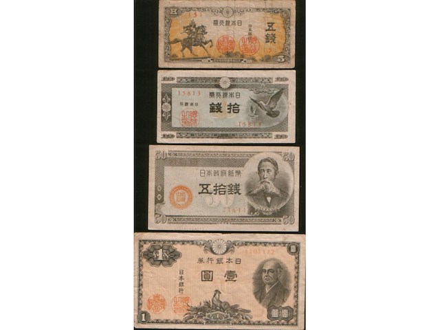 Japan lot 4 novčanice 1944-1947. VF-VF+.