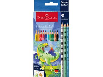 FABER CASTELL Drvene bojice1/10 grip dinosaurus + 3 grip metallic 201545