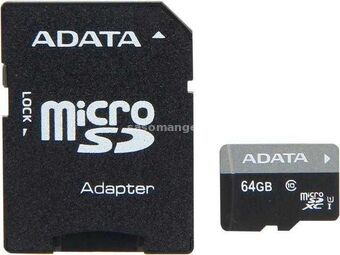 ADATA MICRO SD 64GB + SD adapter AUSDX64GUICL10-RA1