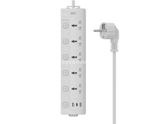 XO Produžni Kabl WL19 5 utičnica + 2USB+C 2m