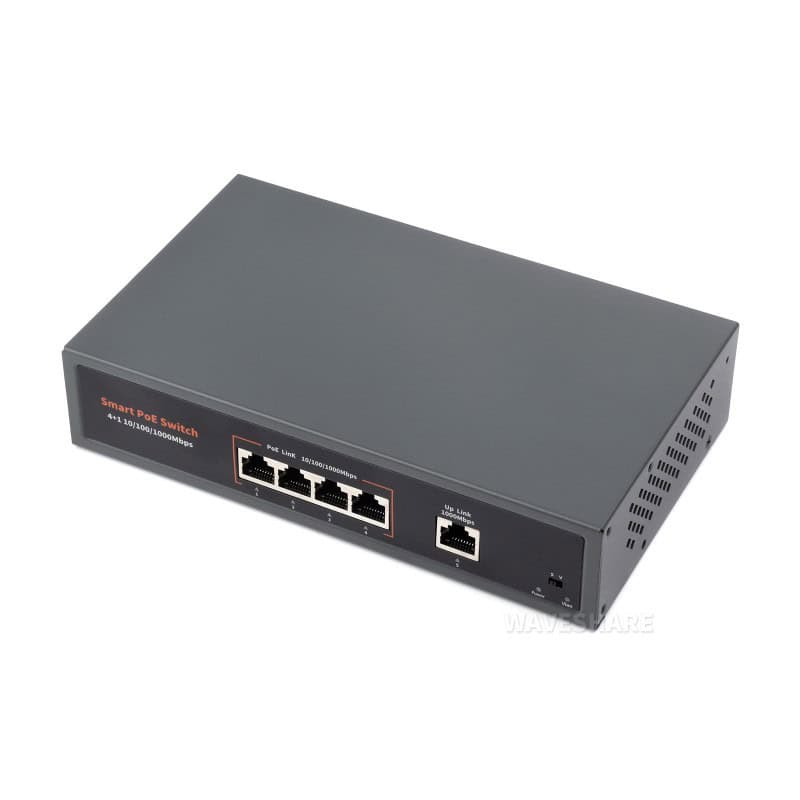 120W Gigabitni PoE Switch, 4x PoE+, do 30W po portu, 802.3af/at, Fanless, Network Switch PoE