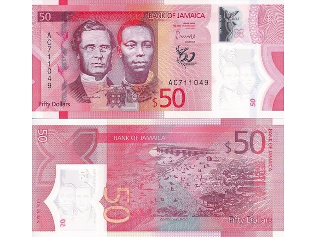 JAMAICA Jamajka 50 Dollars 2022 UNC, P-96 Polymer