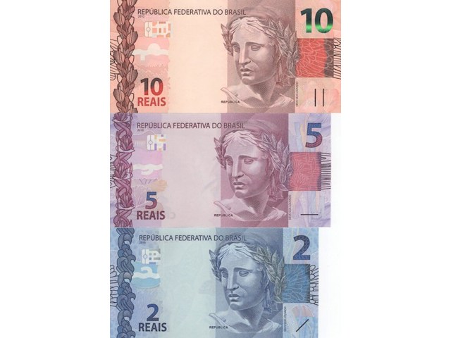 BRAZIL 2, 5 i 10 Reais 2010 (2018) UNC