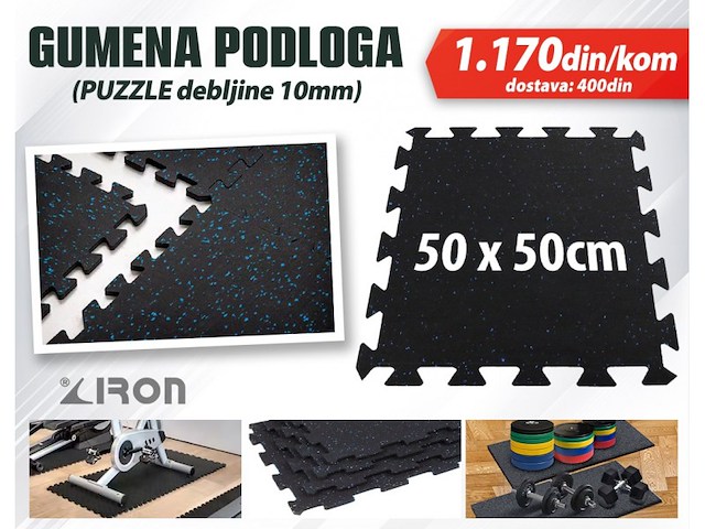 Gumeni podovi / Gumene podloge 10mm Puzzle 50x50cm