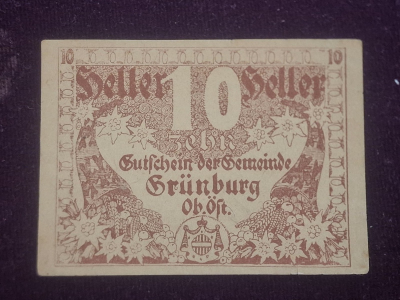 Austrija 10 Helera 1920 Grünburg