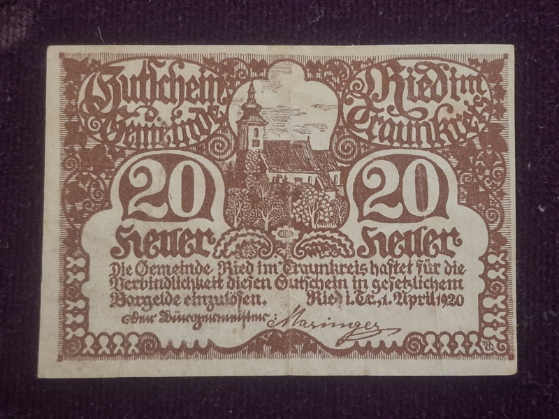 Austrija 20 Helera 1920 Ried im Taunkreis