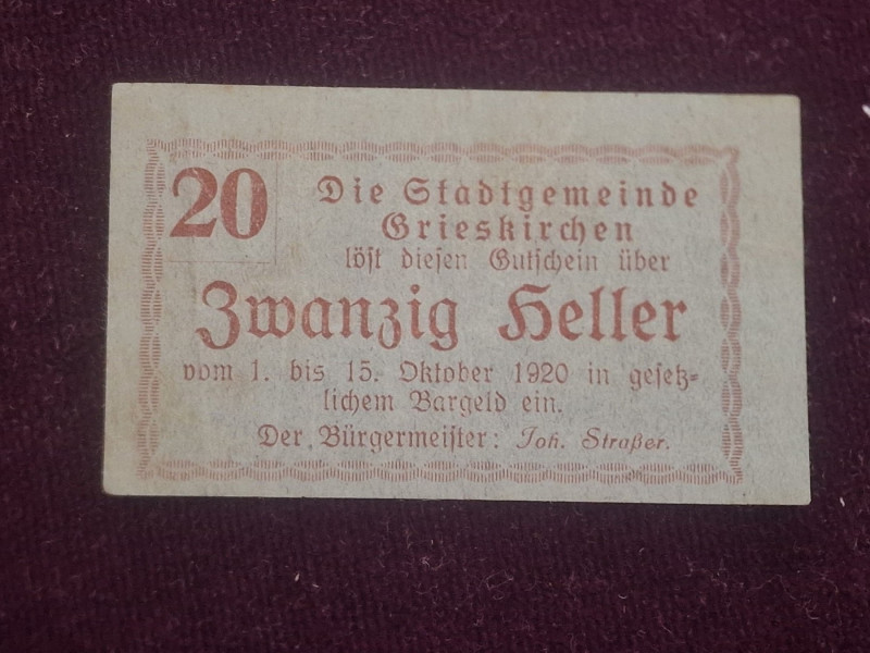 Austrija 20 Helera 1920 Kreiskirchen