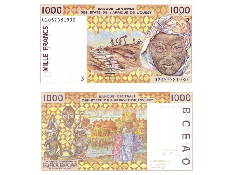 BENIN (West African States) 1000 Francs 2002 UNC, P-211